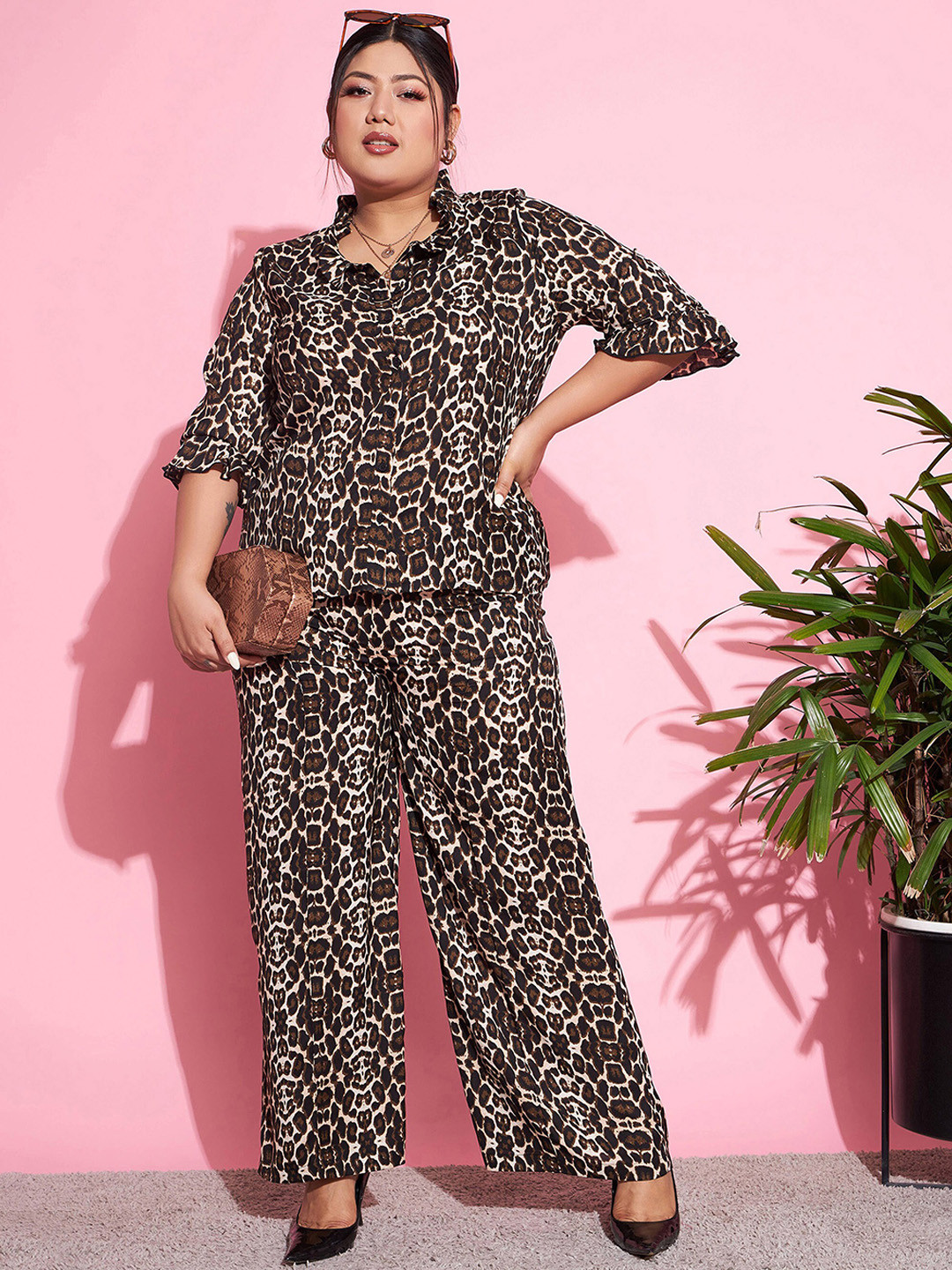 Buy SASSAFRAS Curve Animal Printed Shirt With Trousers - Co Ords for ...