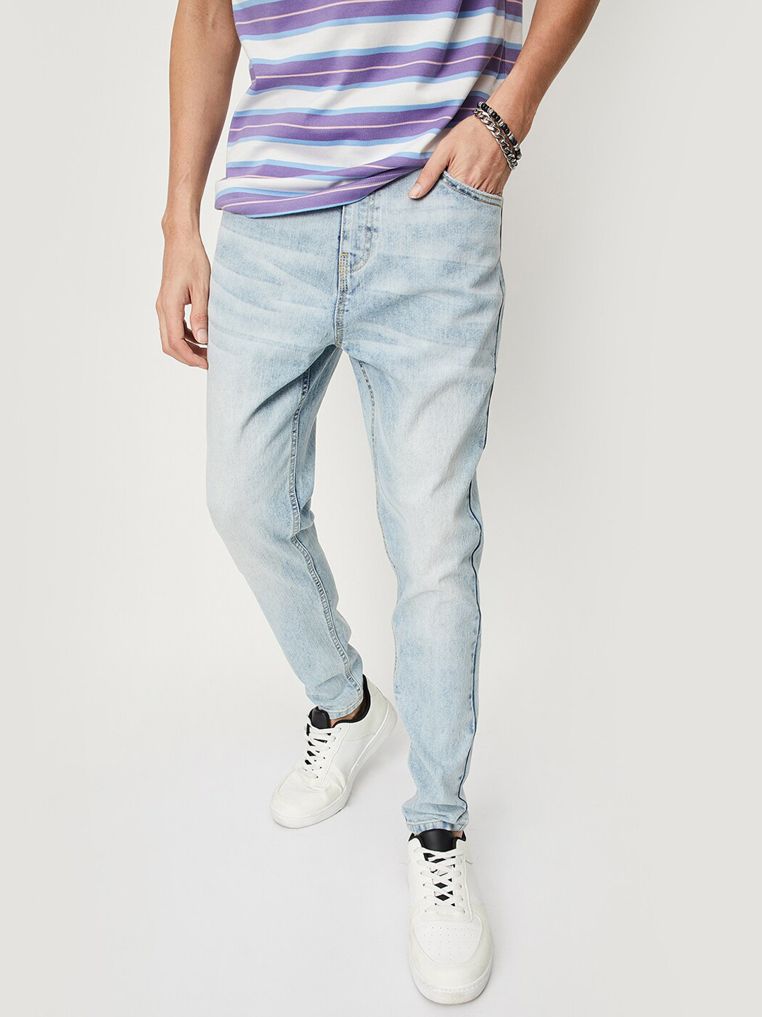 Buy Max Men Mid Rise Heavy Fade Light Shade Jeans - Jeans for Men ...