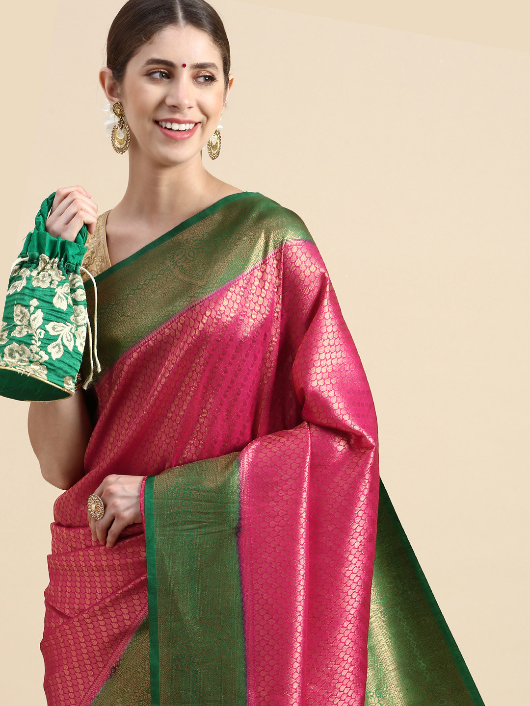 Buy Pothys Magenta Woven Design Art Silk Banarasi Saree - Sarees for ...