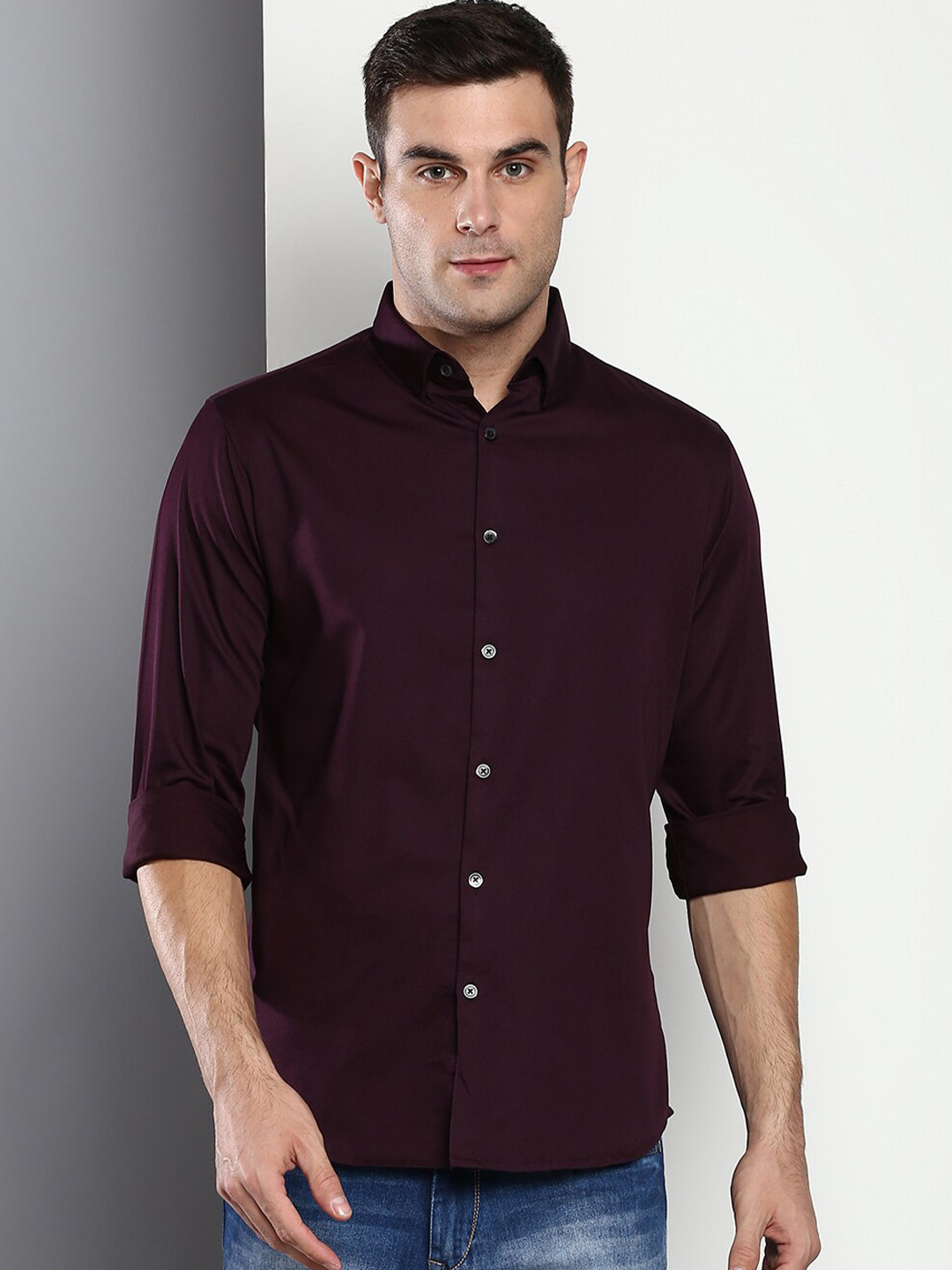 Buy Dennis Lingo Spread Collar Standard Slim Fit Casual Shirt - Shirts ...