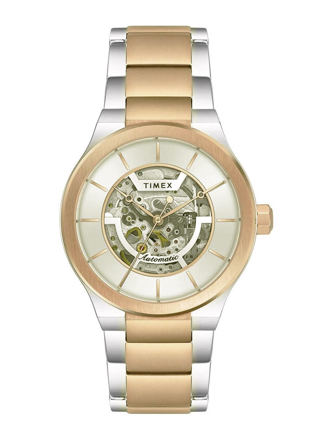 Buy Timex Men Skeleton Dial & Stainless Steel Bracelet Style Straps ...