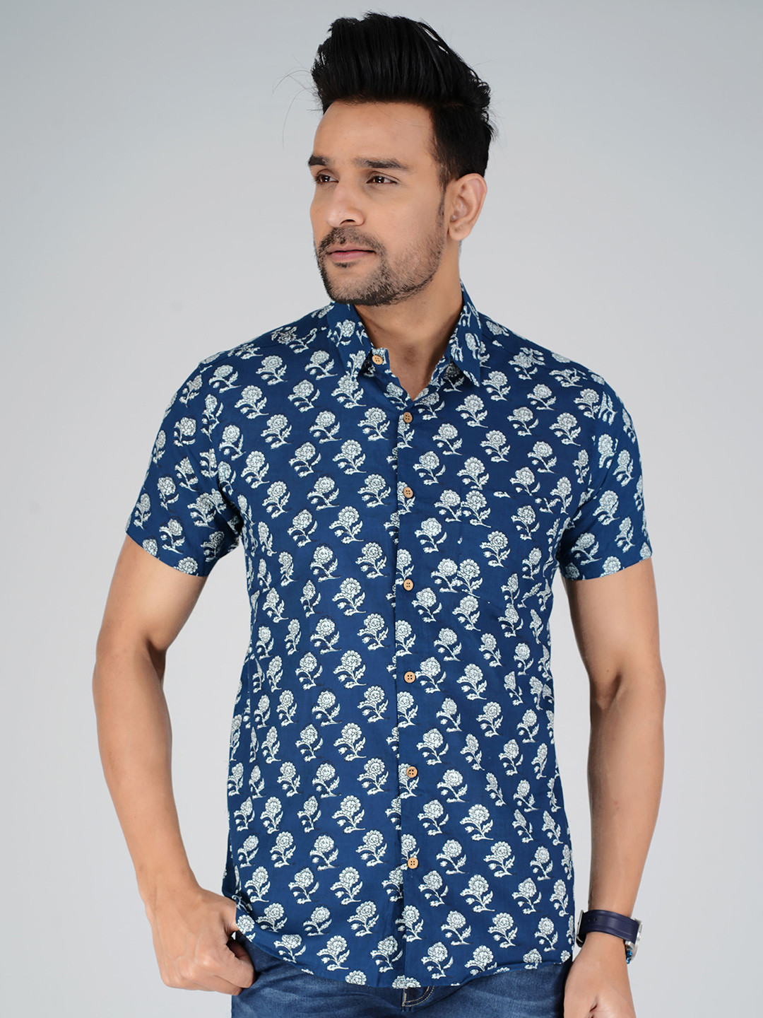 Buy JAIPURI COLLECTION Standard Floral Printed Cotton Casual Shirt ...