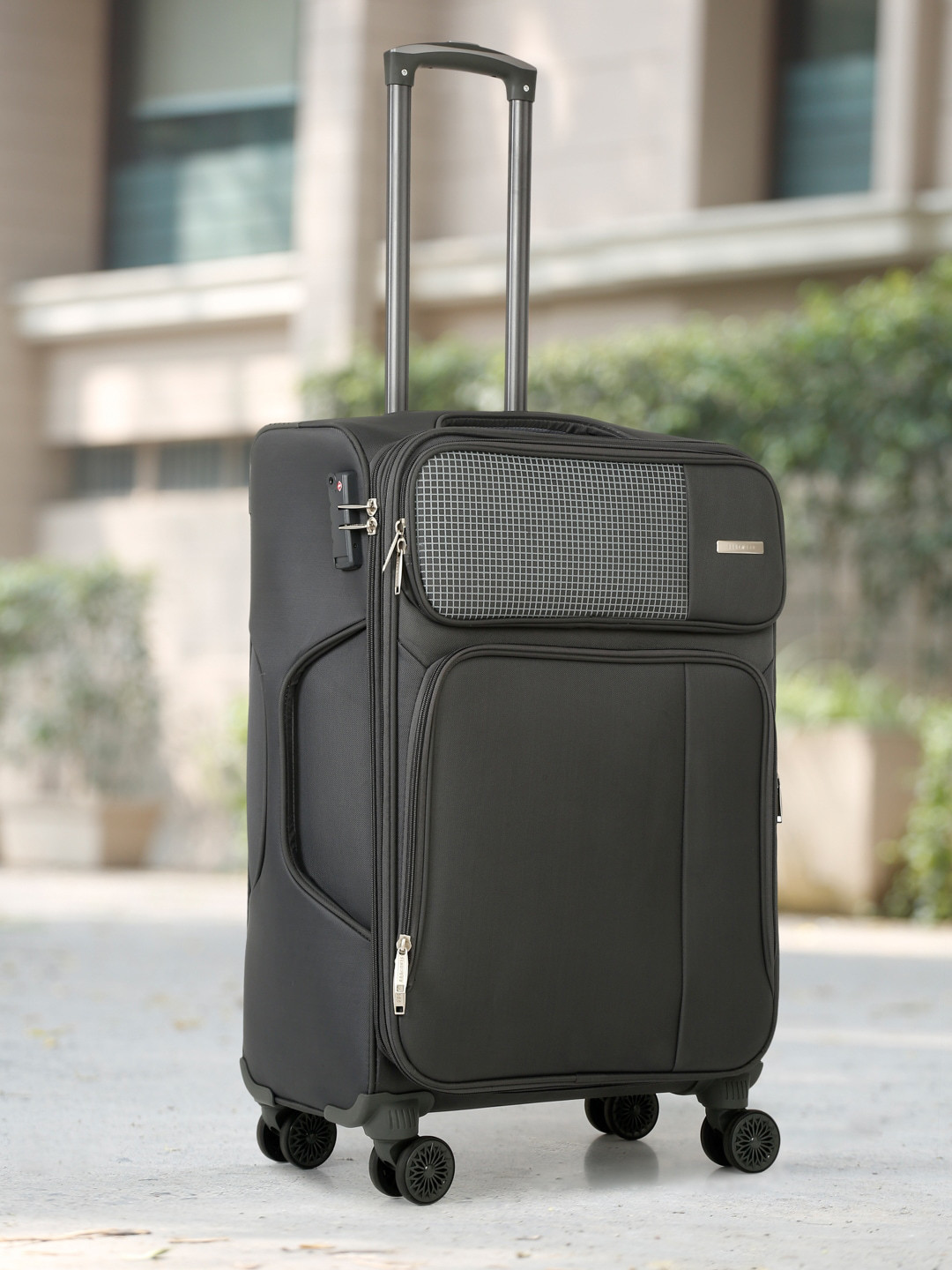 Buy Teakwood Leathers Textured Soft Sided Medium Trolley Suitcase ...