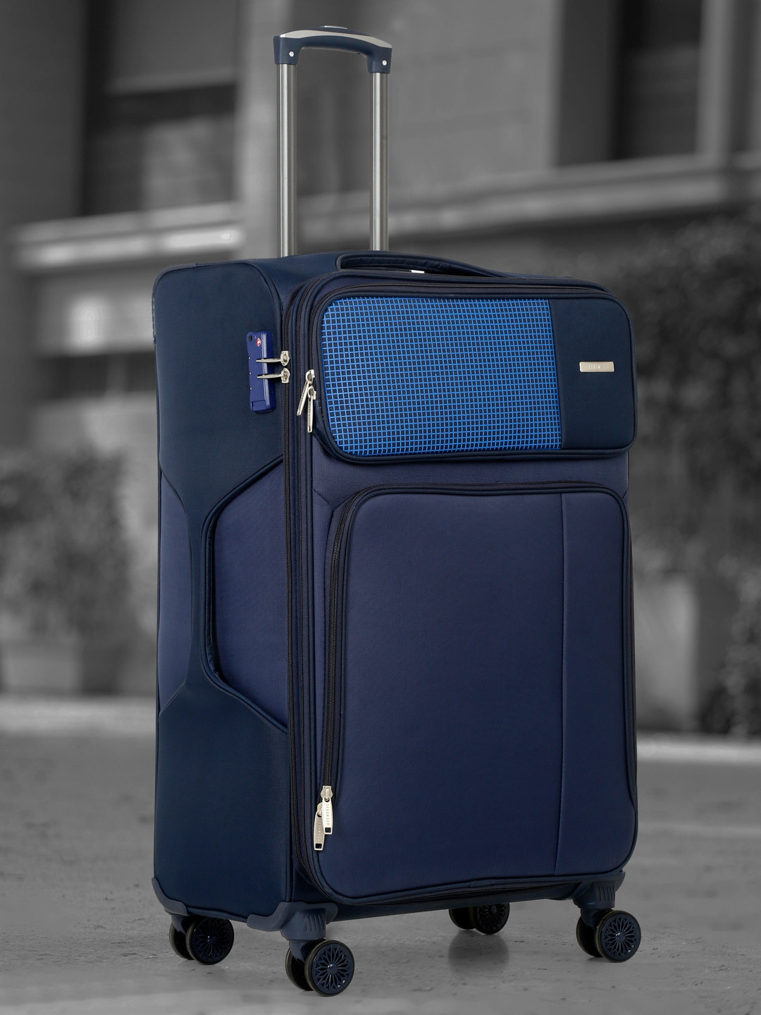 Buy Teakwood Leathers Textured Soft Sided Large Trolley Suitcase ...