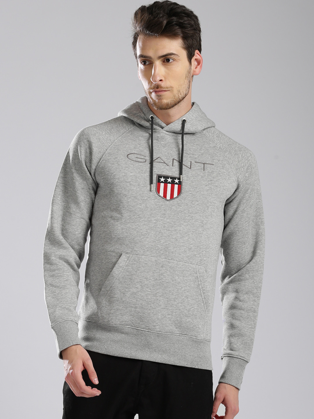 Buy GANT Men Grey Solid Hooded Sweatshirt - Sweatshirts for Men 2276250 ...