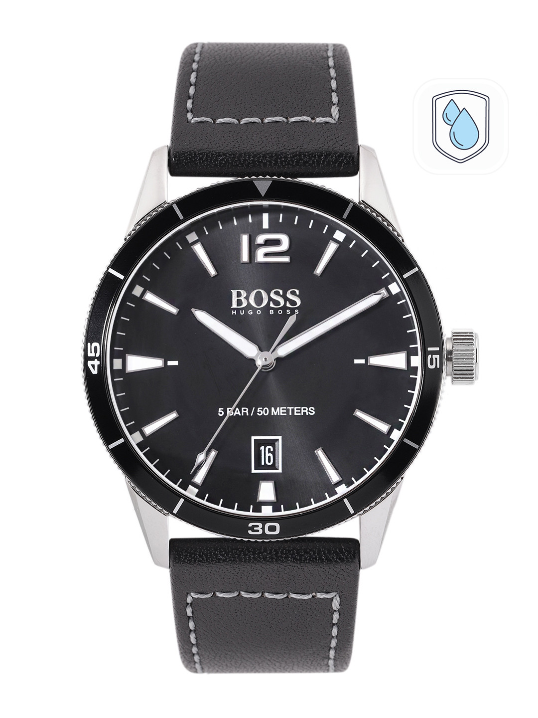 Buy Hugo Boss Men Drifter Leather Analogue Watch 1513898 Black ...