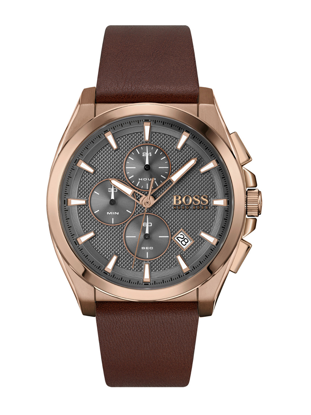 Buy Hugo Boss Men Textured Dial & Leather Strap Analogue Chronograph ...