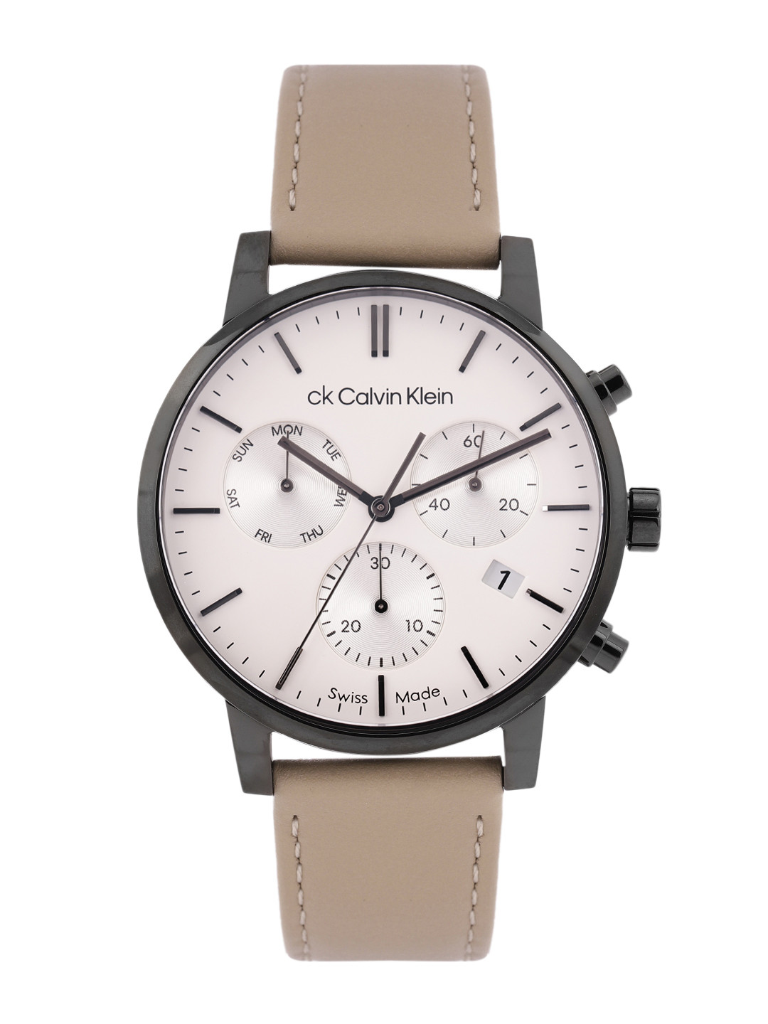 Buy Calvin Klein Men Swiss Gauge Leather Strap Analogue Chronograph ...