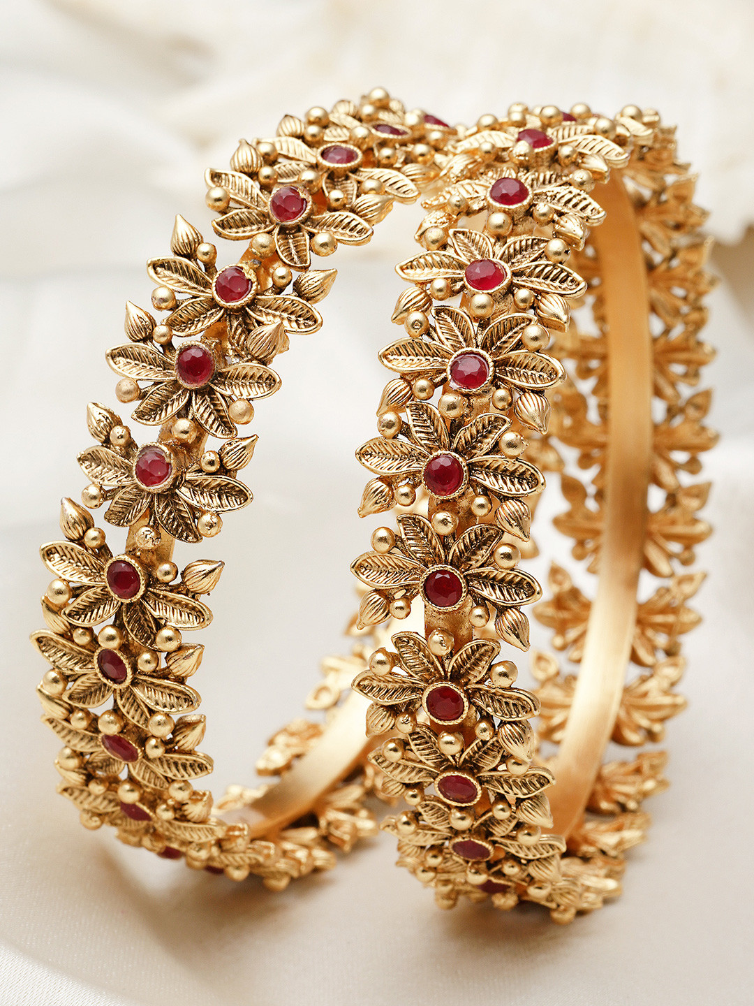 Buy KARATCART Set Of 2 Gold Plated Kundan Studded Bangles - Bangle for ...