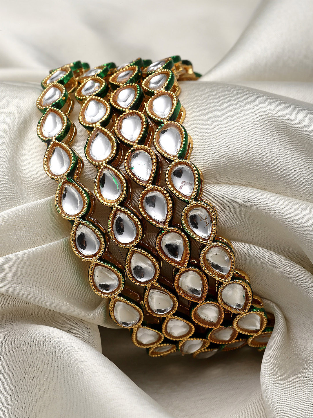 Buy KARATCART Set Of 4 Gold Plated Kundan Studded Bangles - Bangle for ...