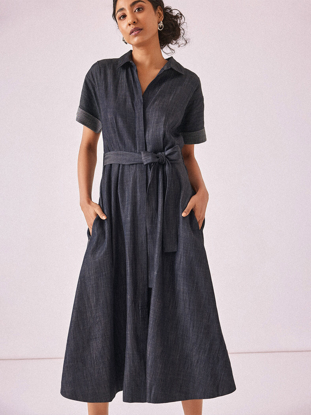 Buy The Label Life Belted Midi Denim Shirt Dress - Dresses for Women ...