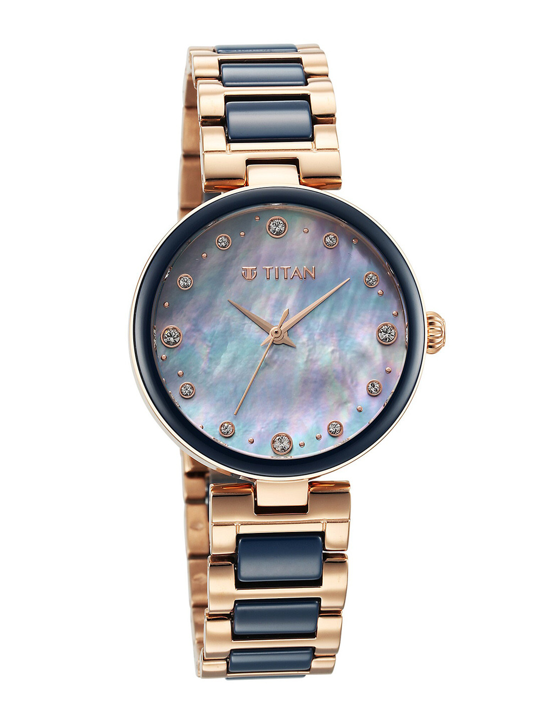 Buy Titan Women Mother Of Pearl Dial & Stainless Steel Bracelet Style ...