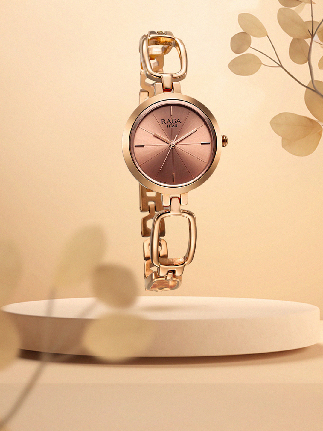 Buy Titan Women Textured Brass Dial & Bracelet Style Straps Analogue ...