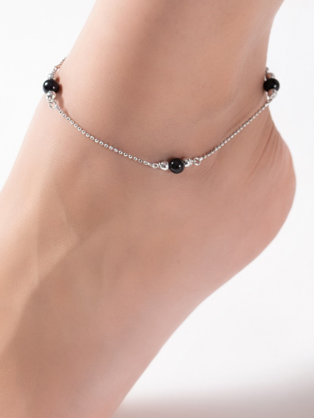 Buy Zavya Pair Of Rhodium Plated Sterling Silver Anklets - Anklet for ...