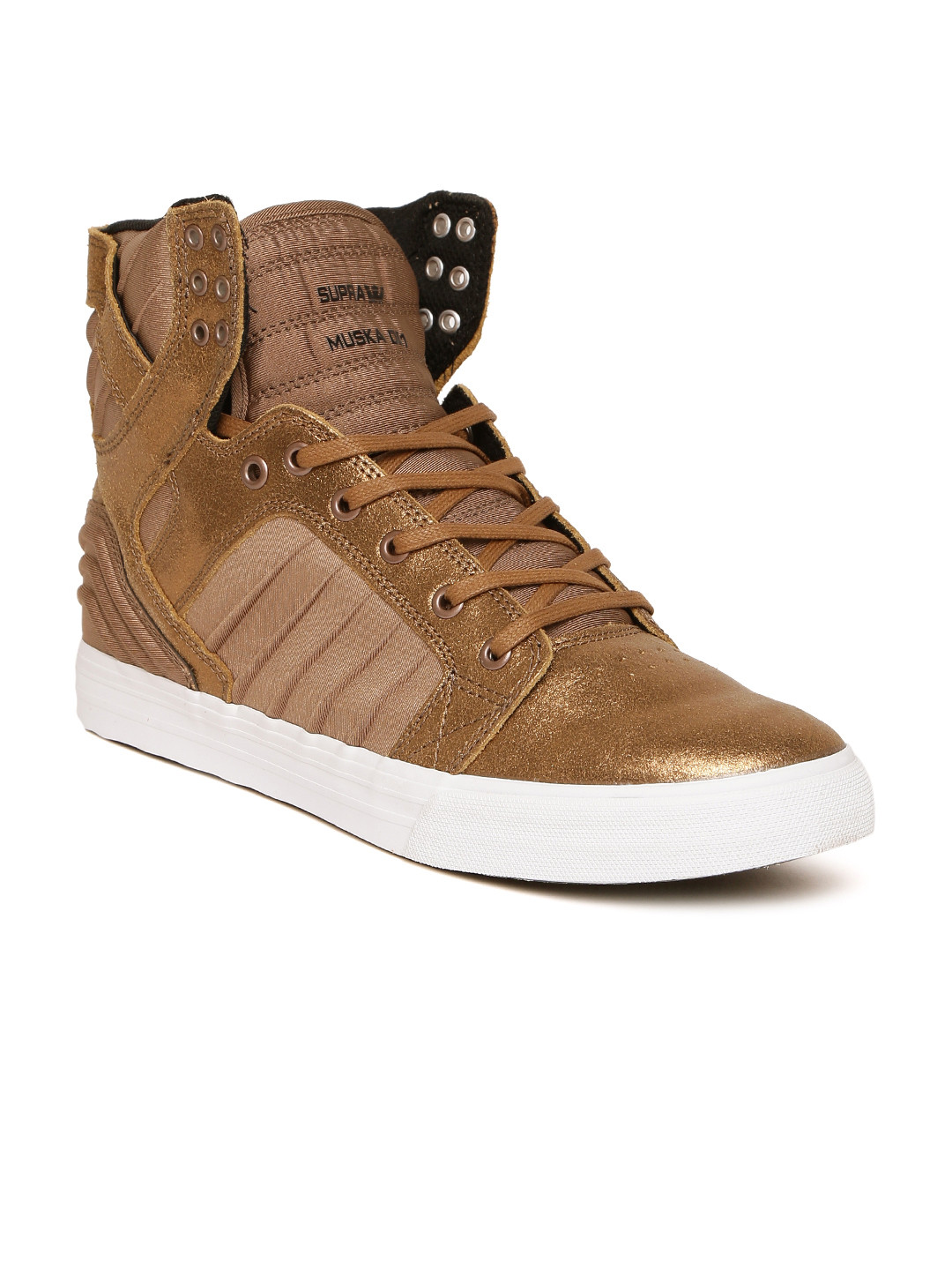 Buy Supra Men Brown Colourblocked Leather High Top Sneakers - Casual ...