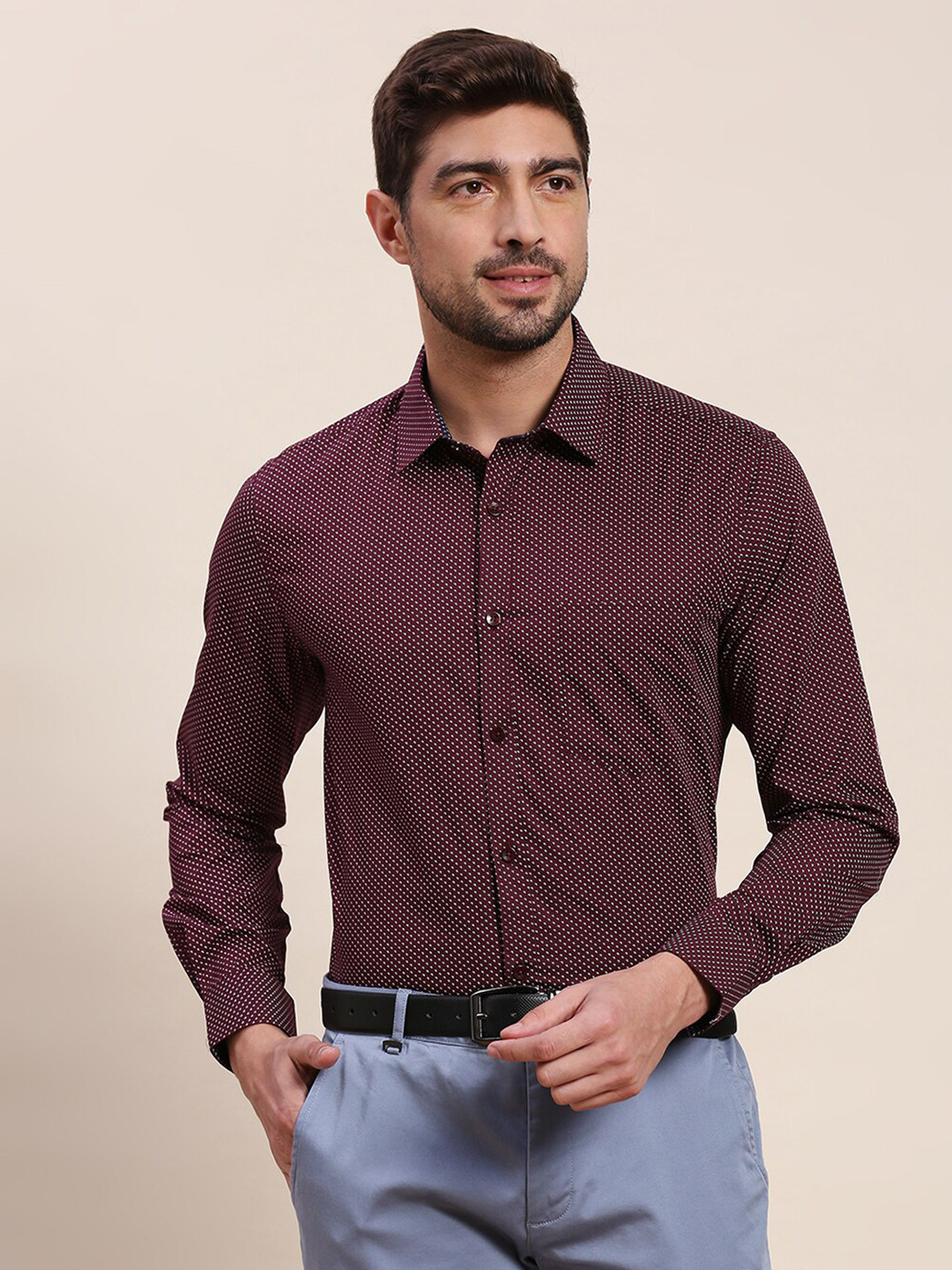 Buy INVICTUS Classic Slim Fit Printed Pure Cotton Formal Shirt - Shirts ...