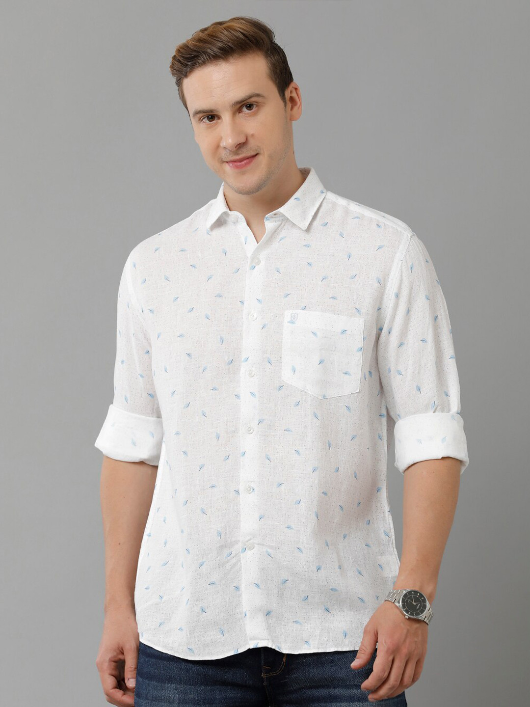 Buy Linen Club Conversational Printed Pure Linen Casual Shirt - Shirts ...