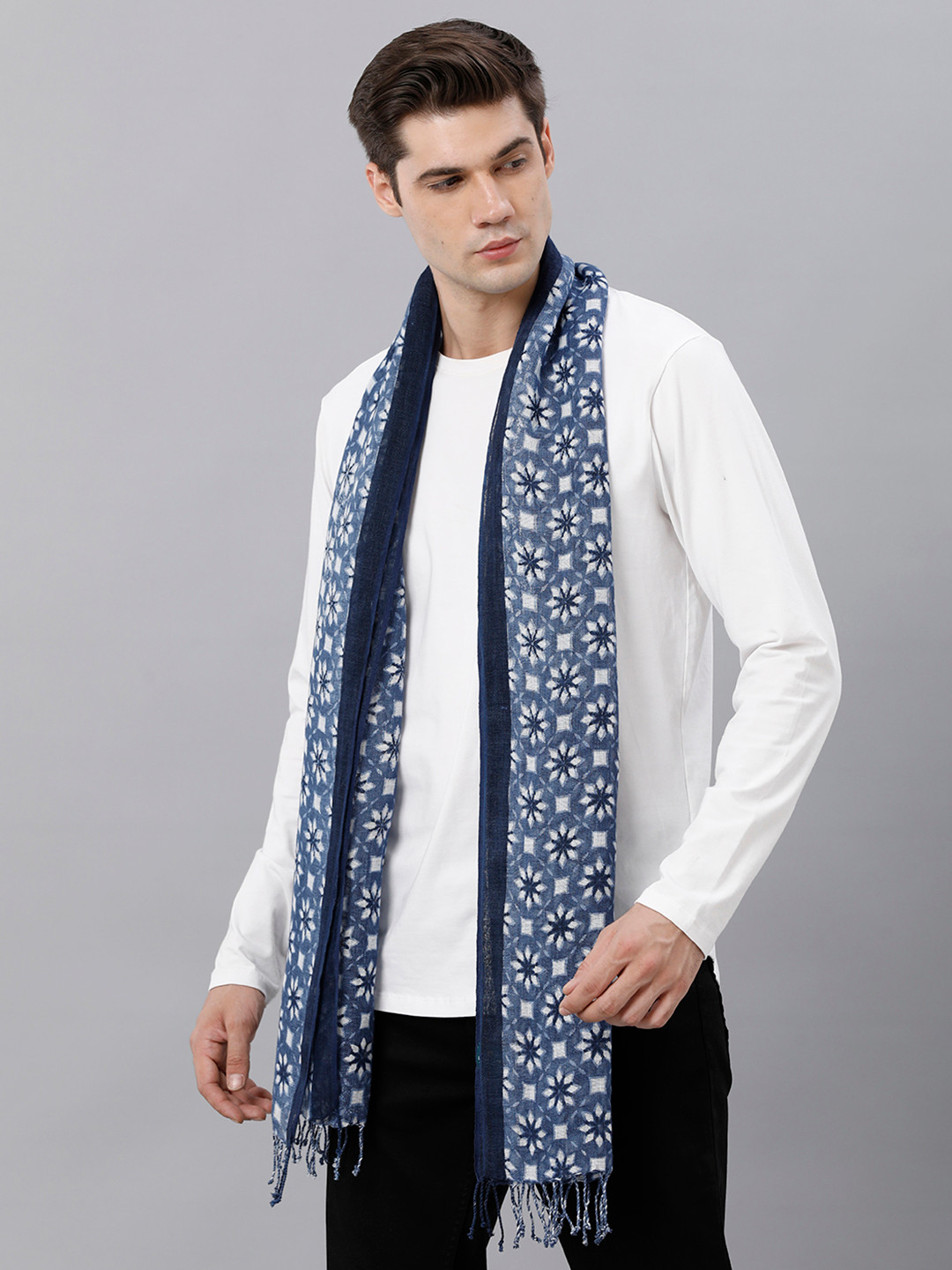 Buy Linen Club Men Pure Linen Printed Stole - Stoles for Men 22778604 ...