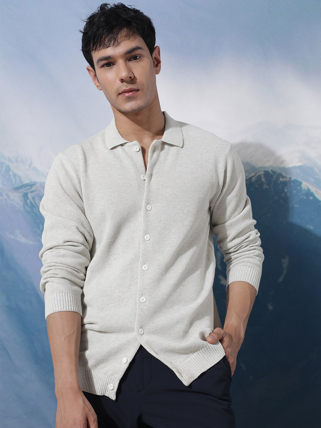 Buy RARE RABBIT Men Alias Slim Fit Knitted Cotton Shirt - Shirts for ...