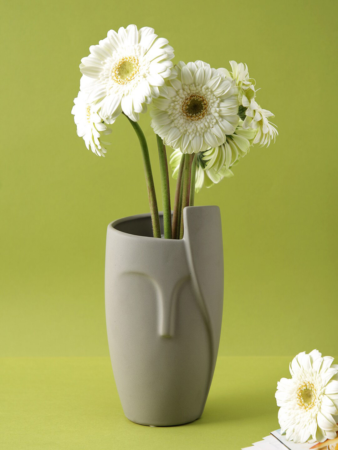 Buy TAYHAA Grey Abstract Human Face Like Design Ceramic Flower Vase ...