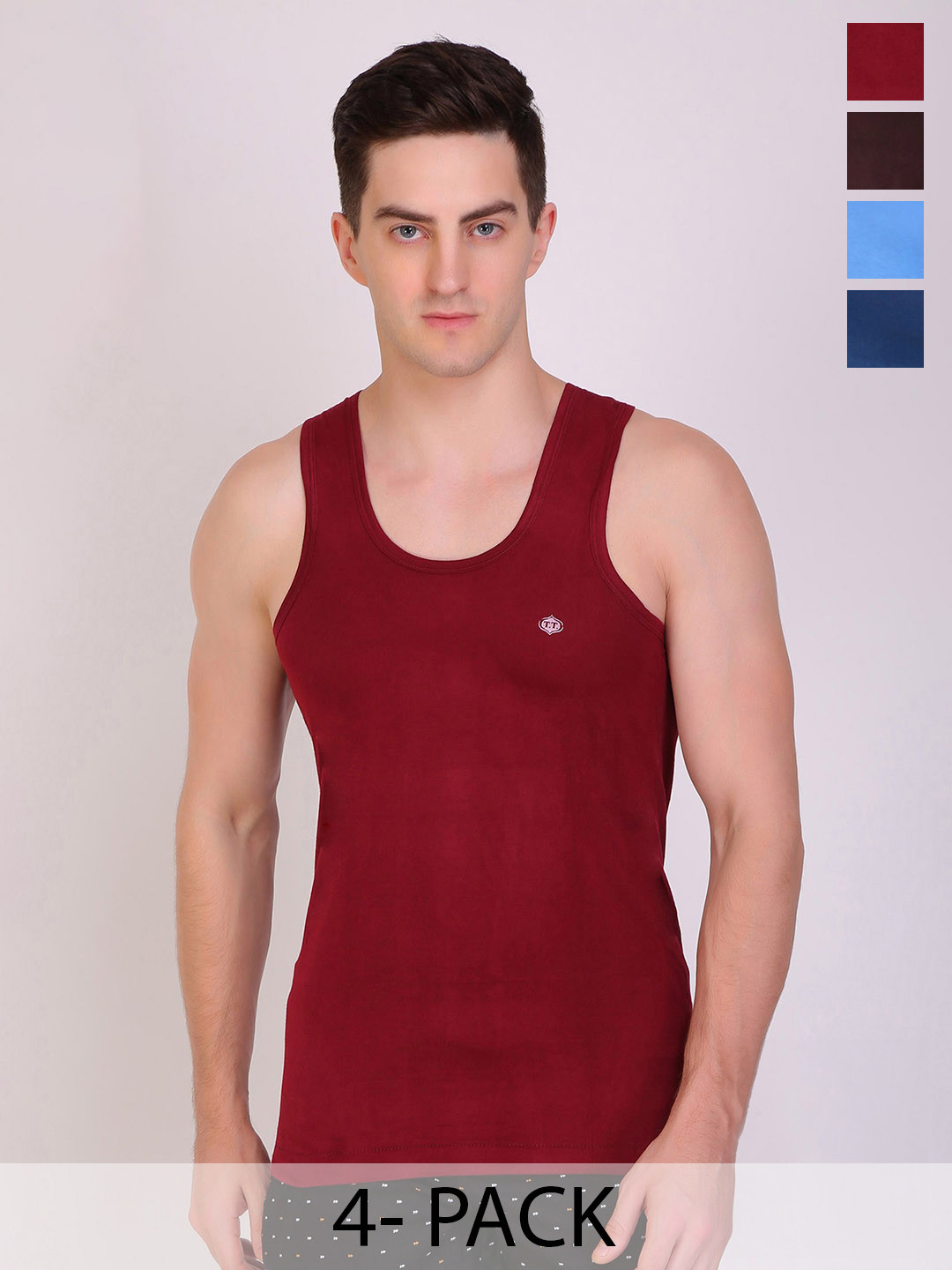 Buy T.T. Men Pack Of 4 Titanic Pure Cotton Assorted Innerwear Vests TIT ...