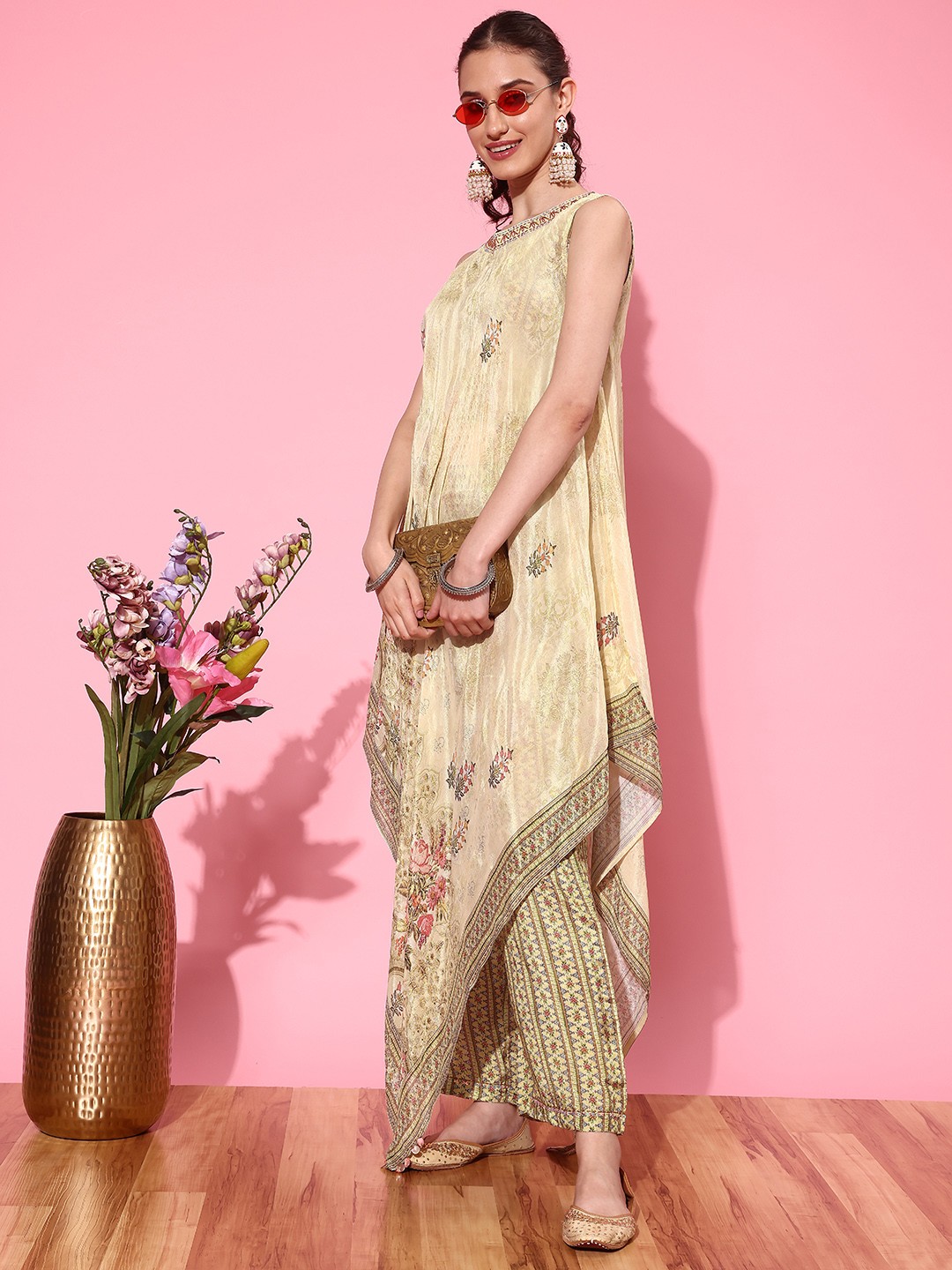Buy ZOLA Women Printed Chiffon Kurta & Top With Palazzos - Co Ords for ...