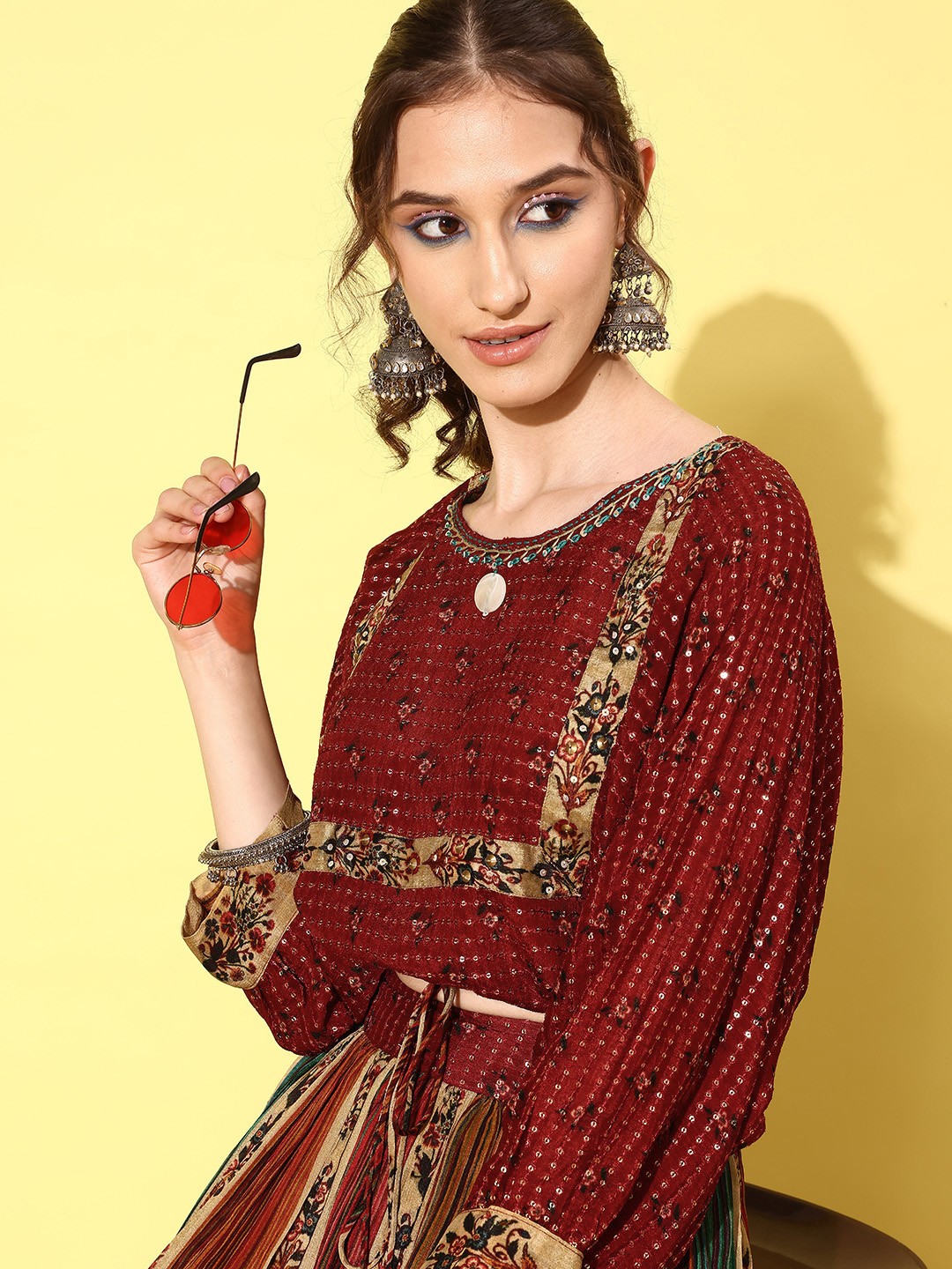 Buy ZOLA Women Rust Printed Top With Skirt - Co Ords for Women 22788314 ...