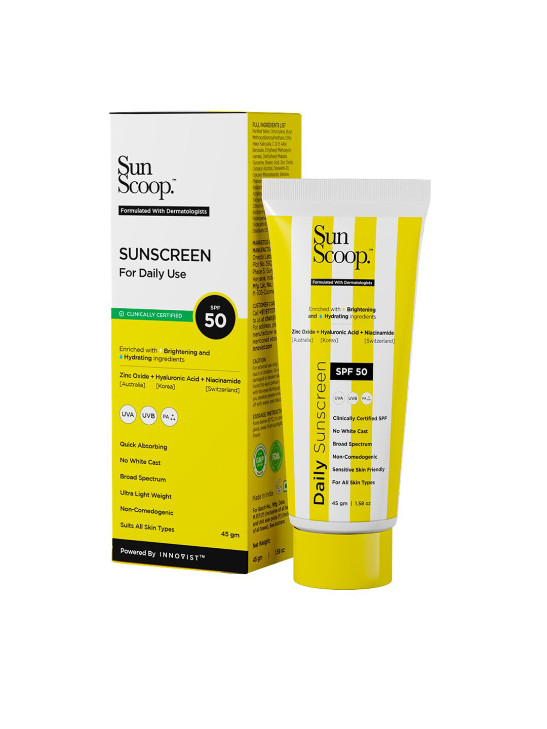 Buy SunScoop Brightening Sunscreen SPF50 PA+++ 45gm - Face Sunscreen ...