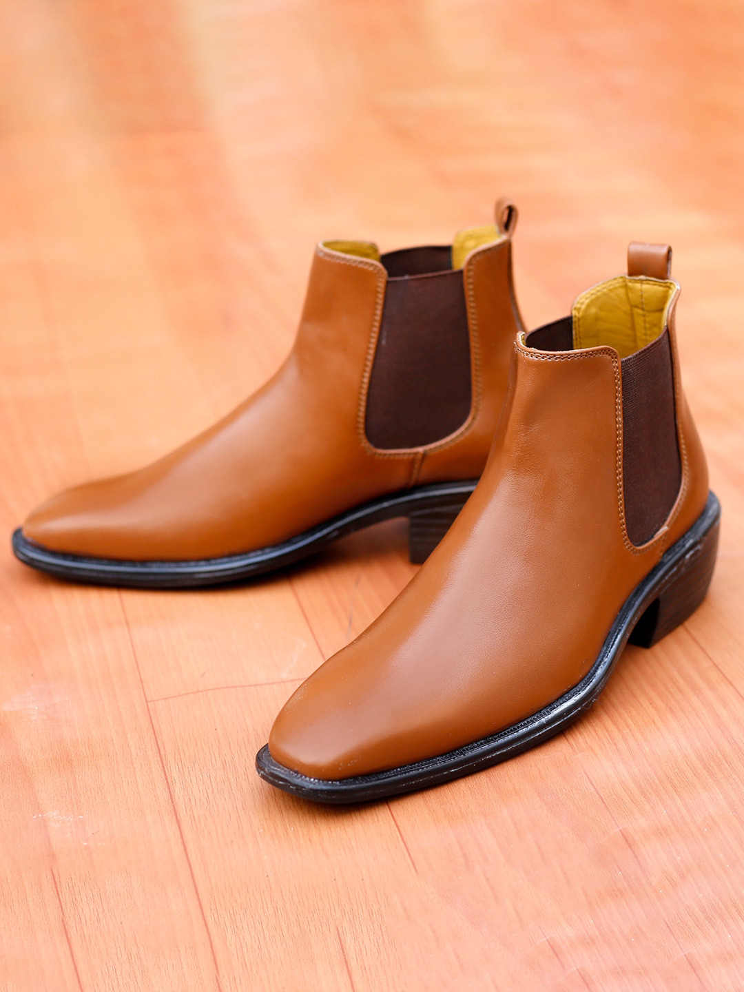 Buy Bxxy Men Mid Top Block Heel Chelsea Elevator Boots - Boots for Men ...