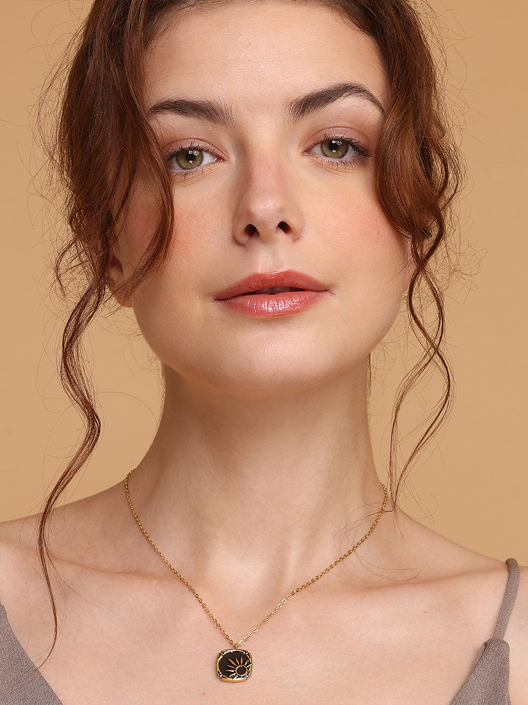 Buy PALMONAS 18 KT Gold Plated Sunflower Embossed Pendant Necklace ...