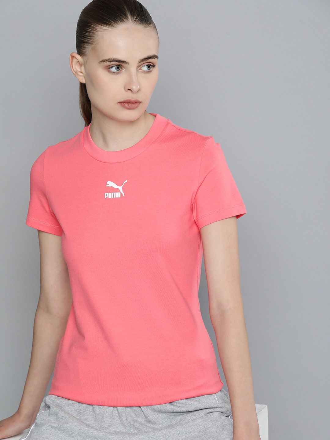 Buy Puma Women Classics Slim Fit Round Neck T Shirt - Tshirts for Women 22797316 | Myntra