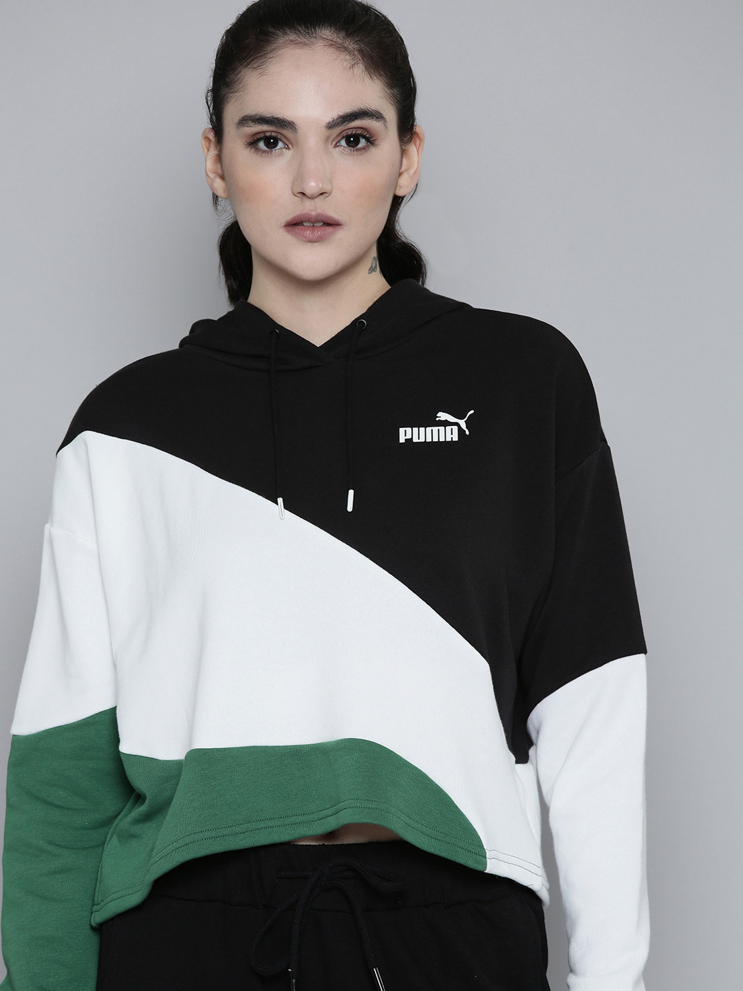 Buy Puma Women POWER Cat Colourblocked Hooded Sweatshirt - Sweatshirts ...