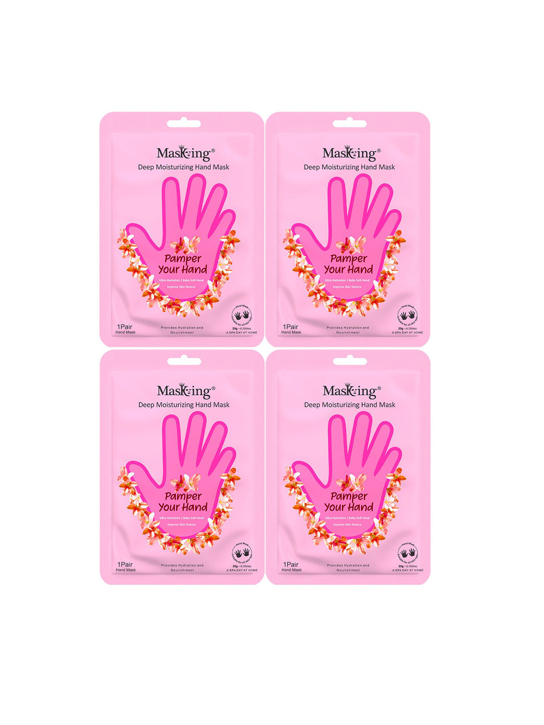 Buy MasKing Set Of 4 Moisturizing & Hydrating Hand Mask 20 Gm Each ...