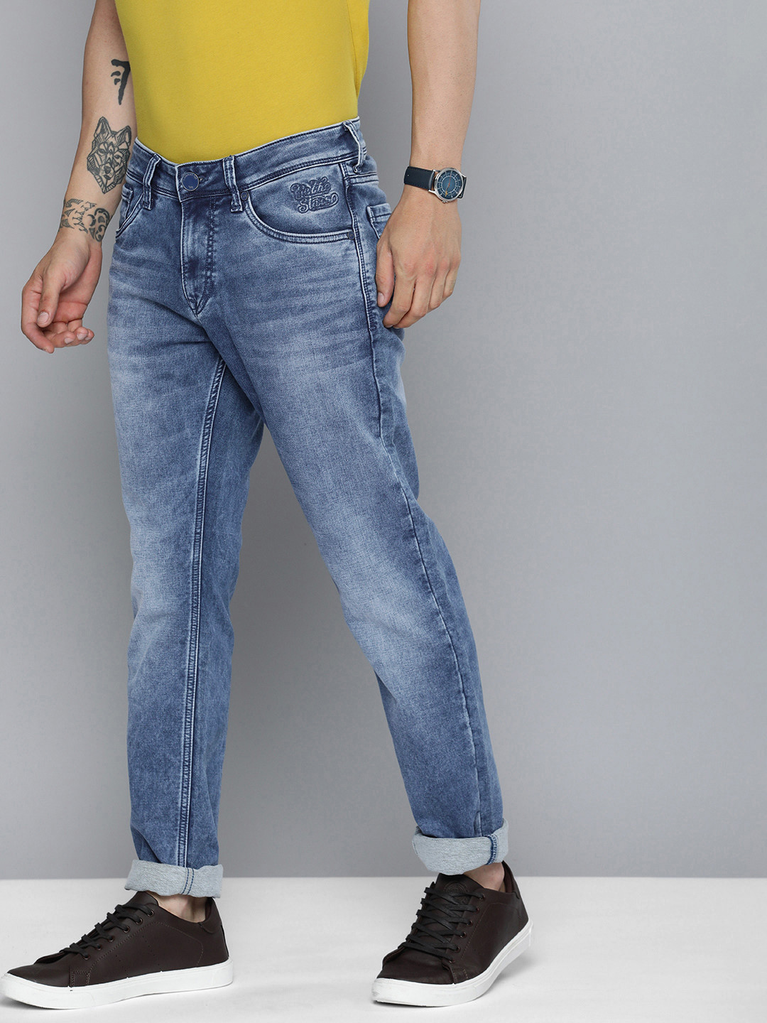 Buy Lawman Pg3 Men Skinny Fit Heavy Fade Acid Wash Stretchable Mid Rise ...