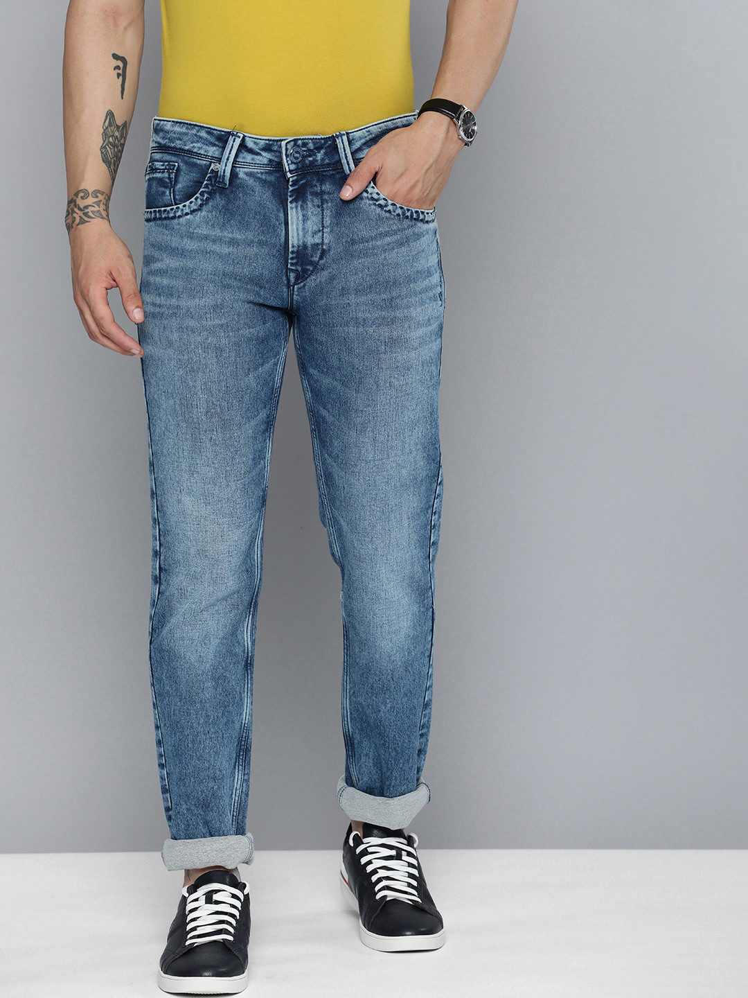 Buy Lawman Pg3 Men Slim Fit Heavy Fade Stretchable Mid Rise Jeans ...