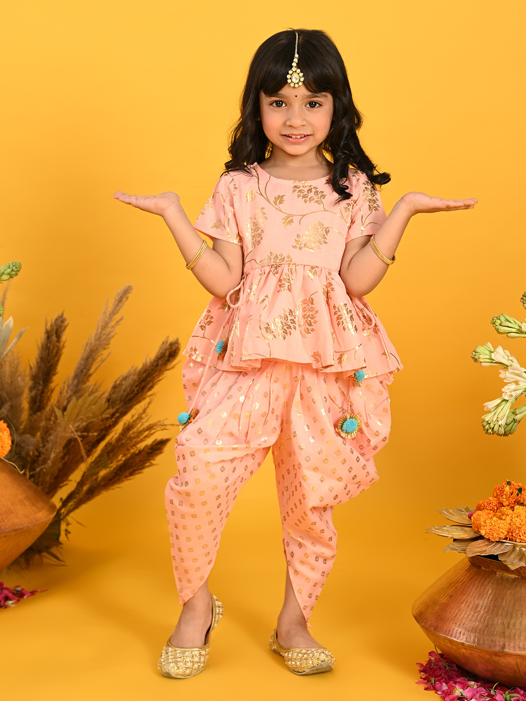 Buy SAKA DESIGNS Girls Floral Printed Empire Kurta With Dhoti Pants - Kurta Sets for Girls ...