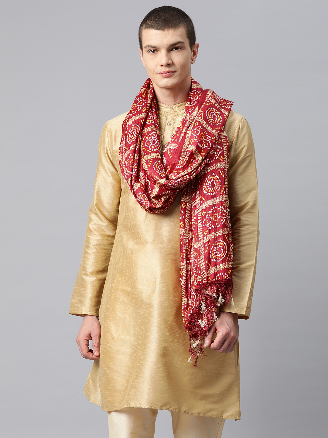 Buy WEAVERS VILLA Men Printed Cotton Silk Bandhani Dupatta - Dupatta ...
