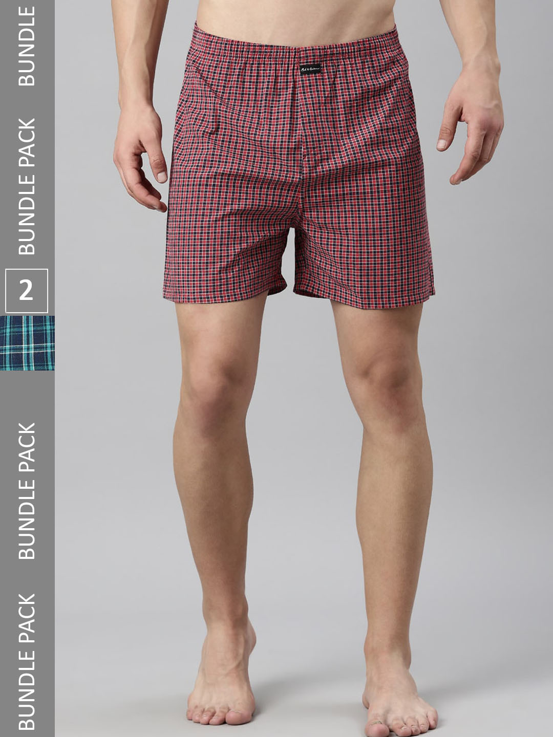 Buy Mast & Harbour Men Pack Of 2 Red & Green Printed Pure Cotton Boxers ...