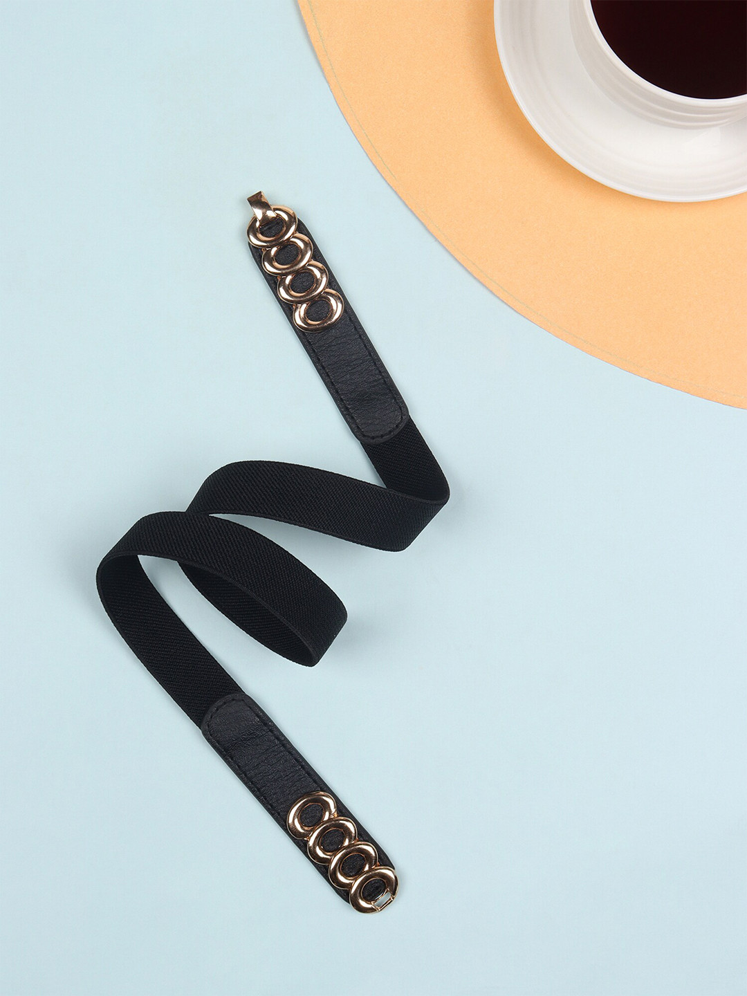 Buy Berrylush Women Black & Silver PU Slim Belt With Interlock - Belts ...