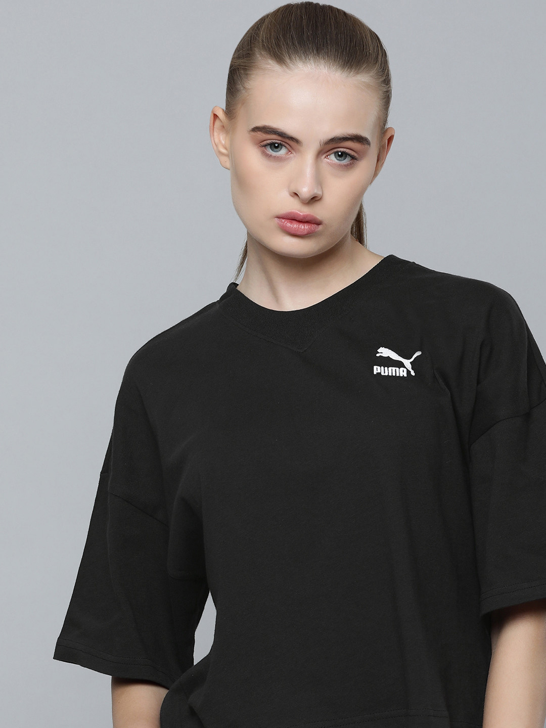 Buy Puma Brand Logo Embroidered Drop Shoulder Sleeves Pure Cotton ...