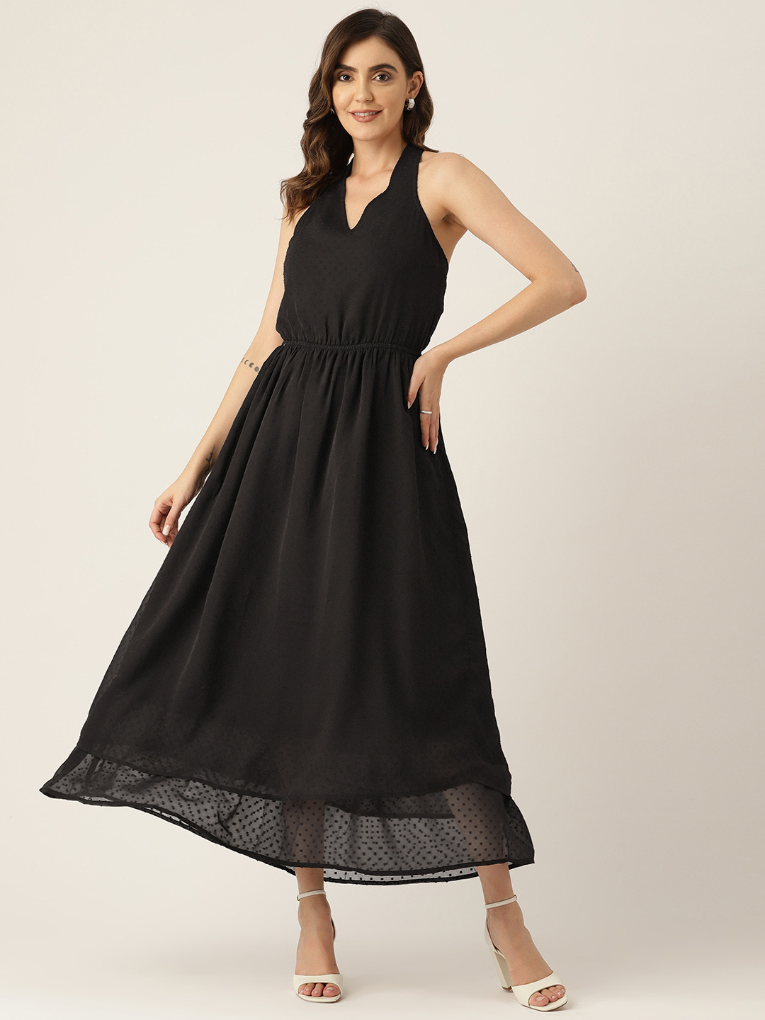 Buy LABEL REGALIA Black Chiffon A Line Dress - Dresses for Women ...
