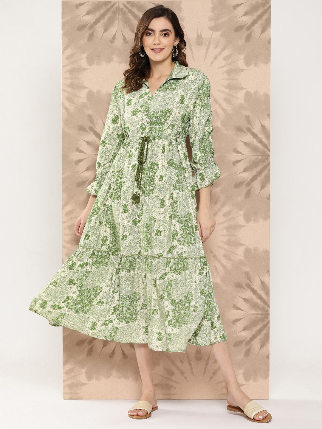 Buy Nayam By Lakshita Geometric Printed A Line Midi Dress - Dresses for ...