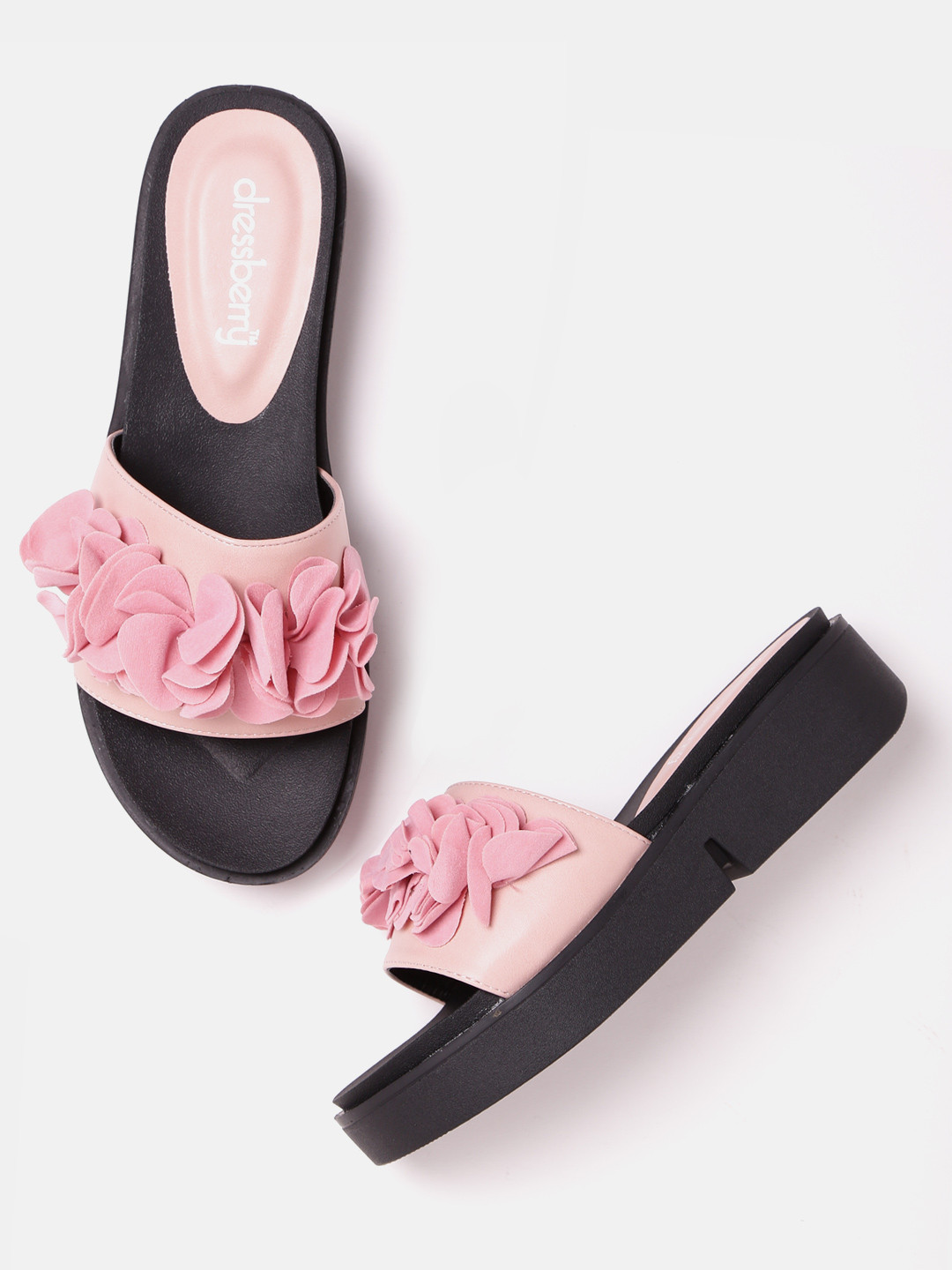 Buy DressBerry Women Pink Flatforms With Floral Appliques - Heels for ...