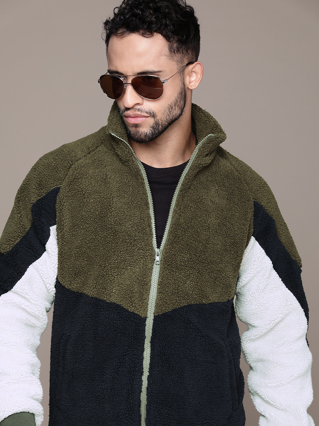 Buy The Roadster Lifestyle Co. Colourblocked Sherpa Tailored Jacket ...