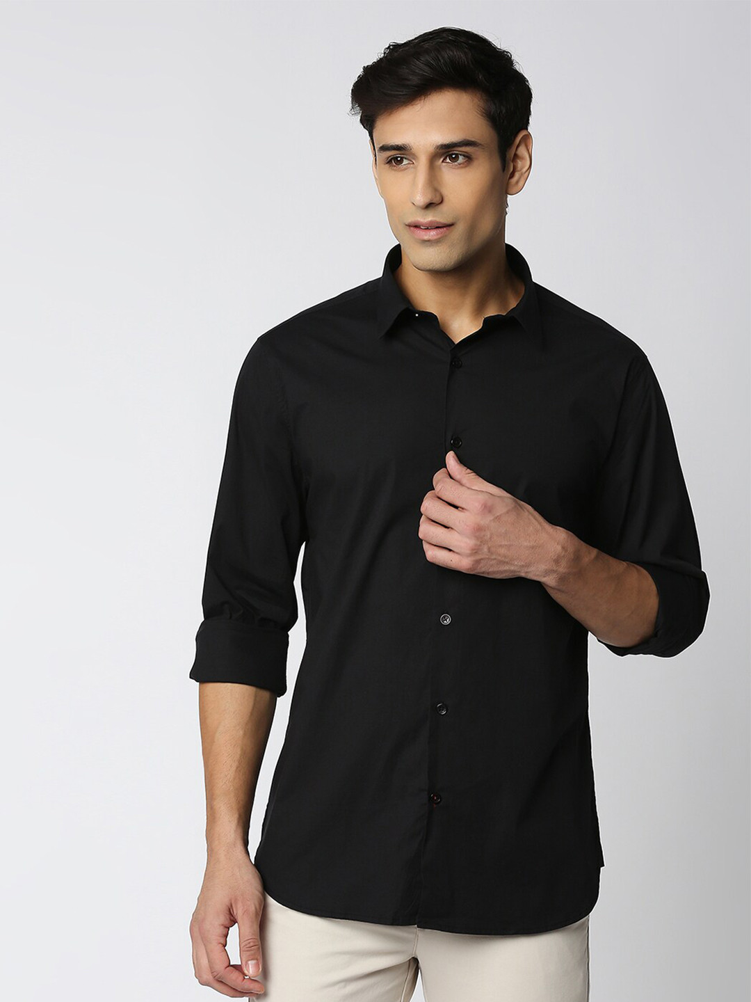 Buy DRAGON HILL Men Black Slim Fit Opaque Casual Shirt - Shirts for Men ...