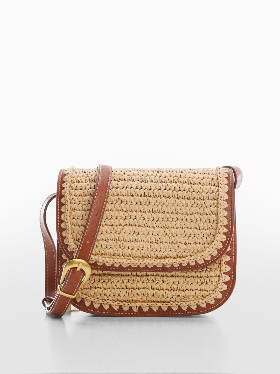 Buy MANGO Women Basket Weave Structured Sling Bag - Handbags for Women ...