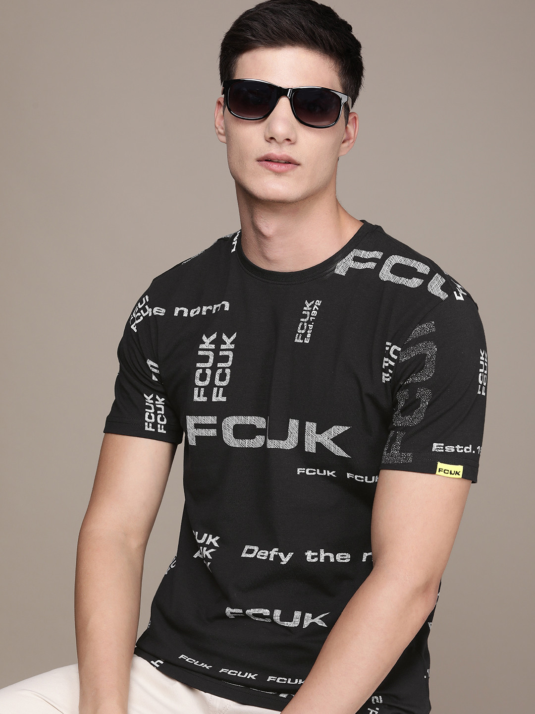Buy FCUK Brand Logo Printed Round Neck Casual T Shirt - Tshirts for Men ...