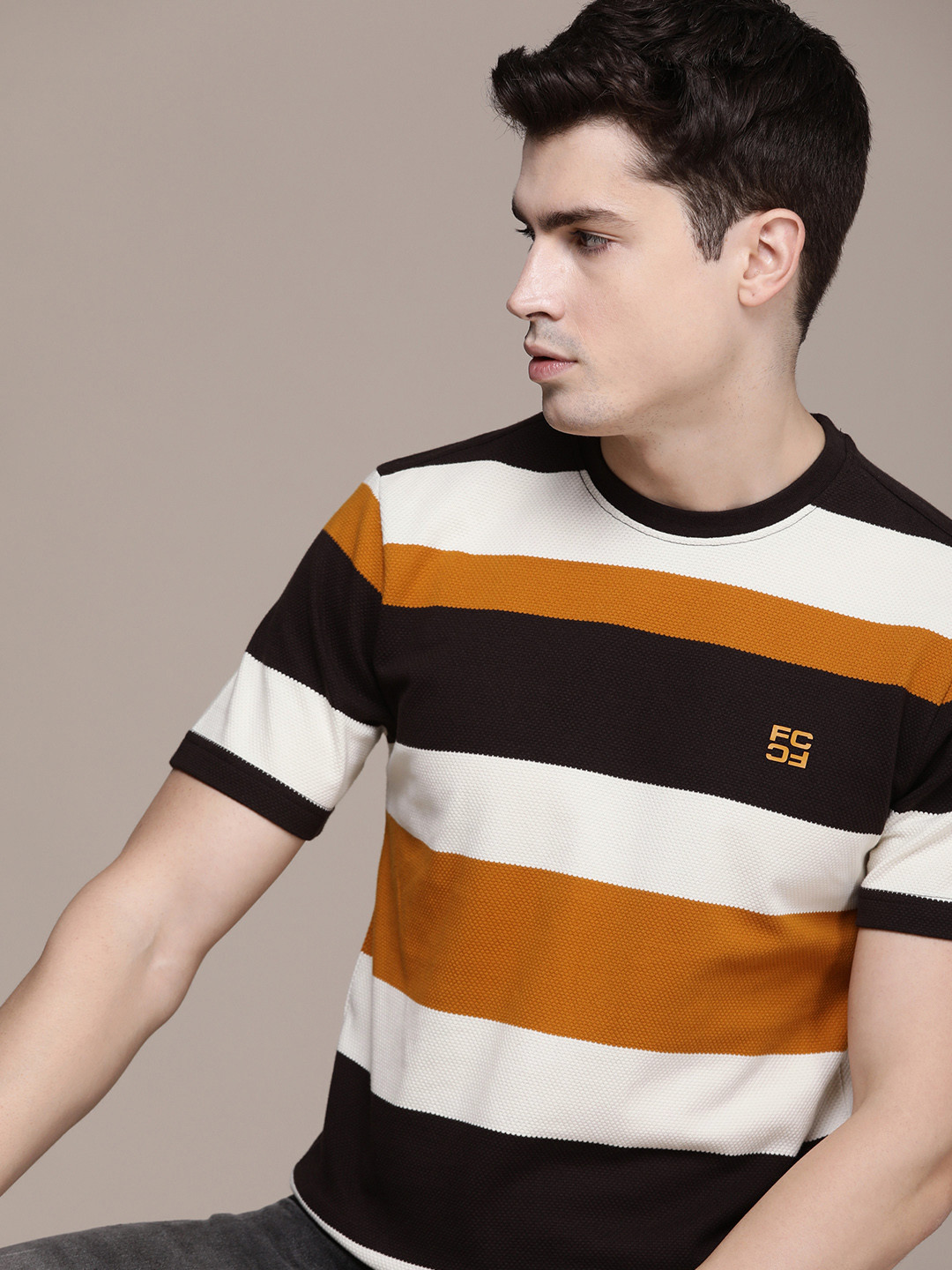 Buy French Connection Striped Pure Cotton T Shirt - Tshirts for Men ...