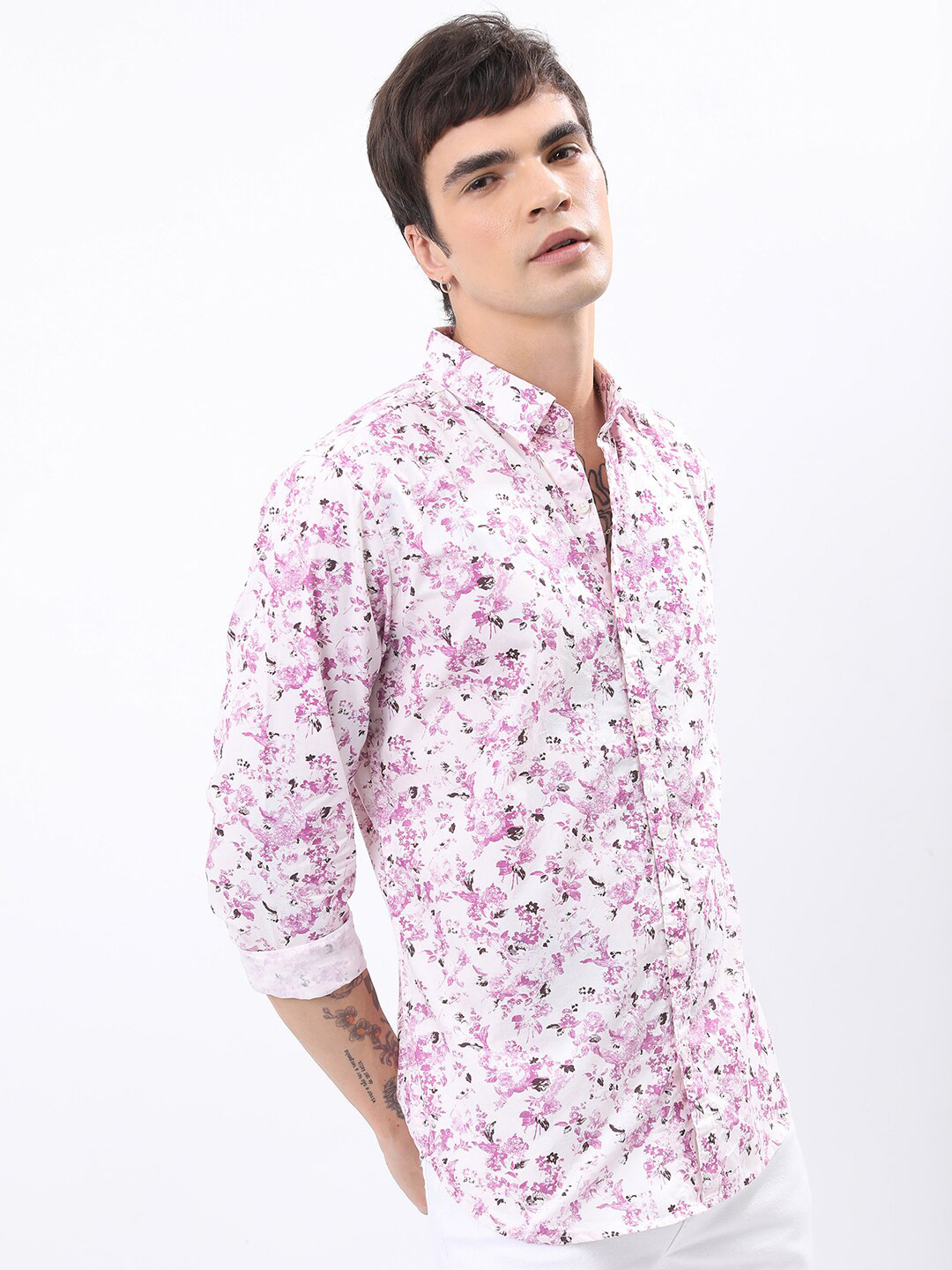 Buy HIGHLANDER Pink Floral Printed Cotton Casual Shirt - Shirts for Men ...