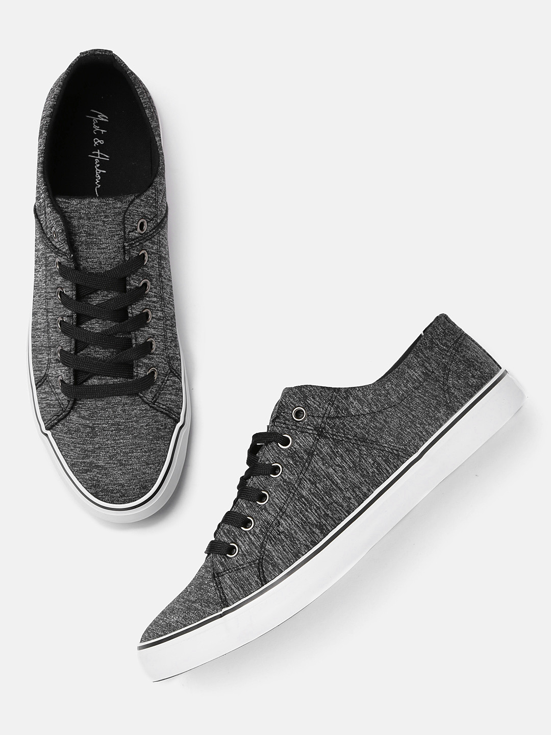 Buy Mast & Harbour Men Grey & Black Sneakers - Casual Shoes for Men ...